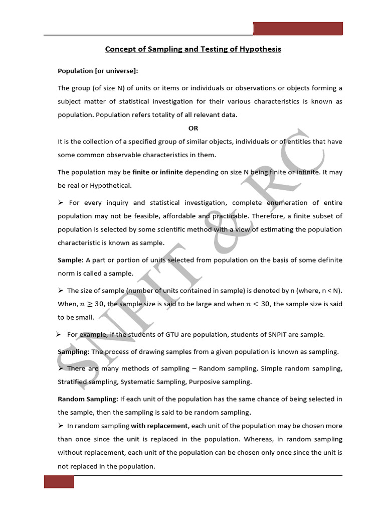 Hypothesis Testing Study Material | PDF | Statistical Hypothesis ...