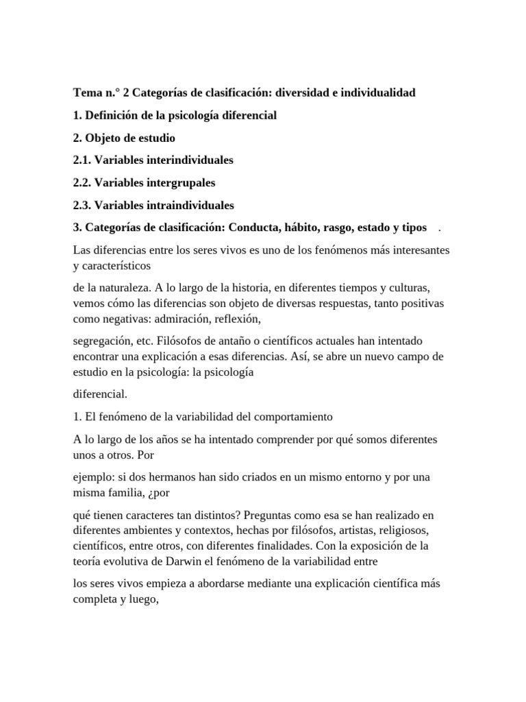 Tema 2 Psic Difrencial | PDF