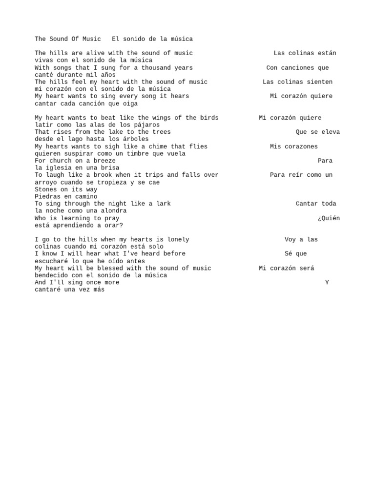 The Sound of Music Lyrics Analysis | PDF | Poetry