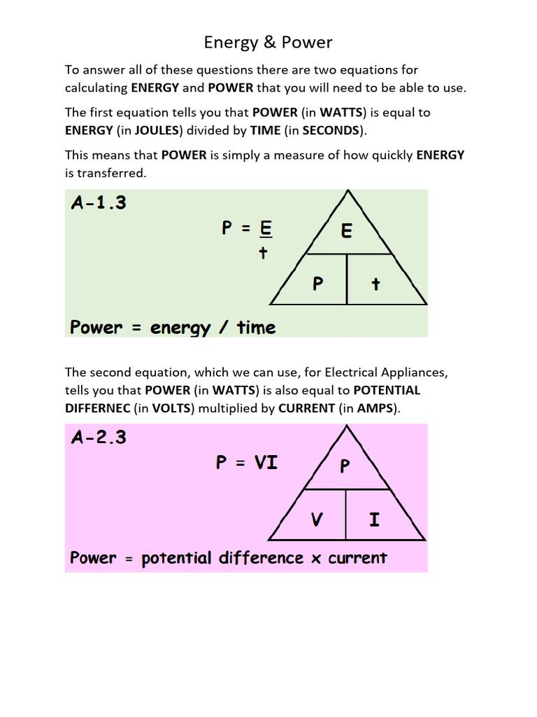 Energy---Power-Worksheet | PDF