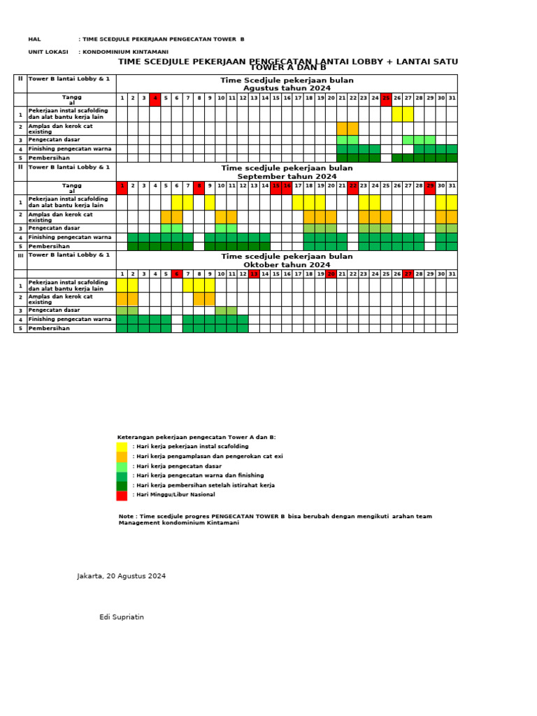 Time Scedule Pek, Pengecatan Dan Canopy Balkon-3 | PDF