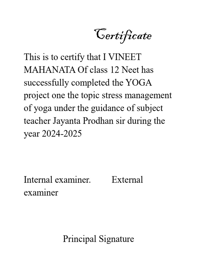 Certificate Class 12 | PDF