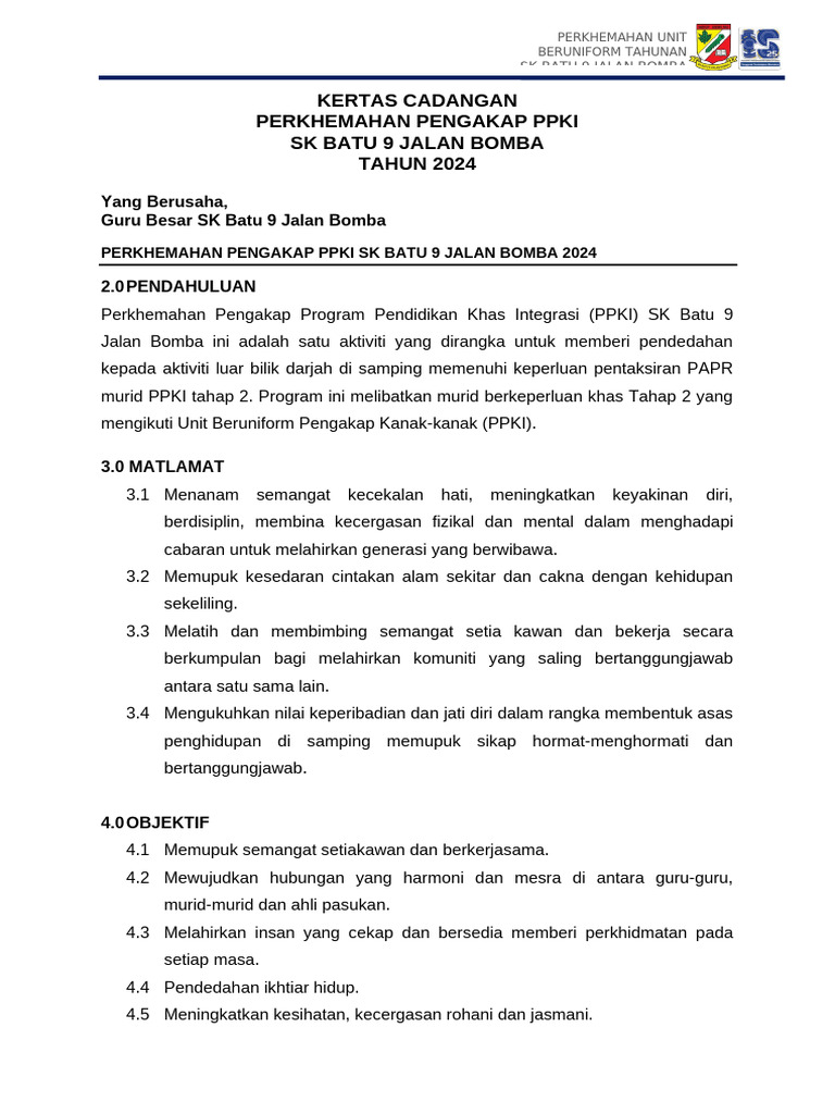 Perkhemahan PPKI SK Batu 9 2024 | PDF