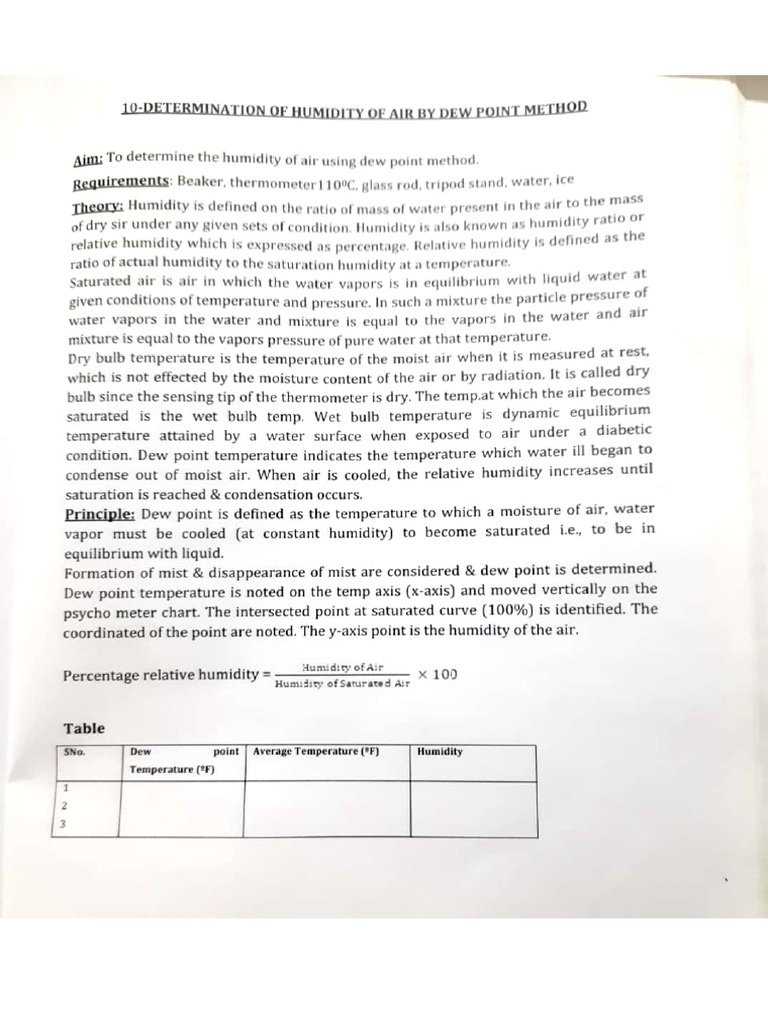 Dew Point Method | PDF