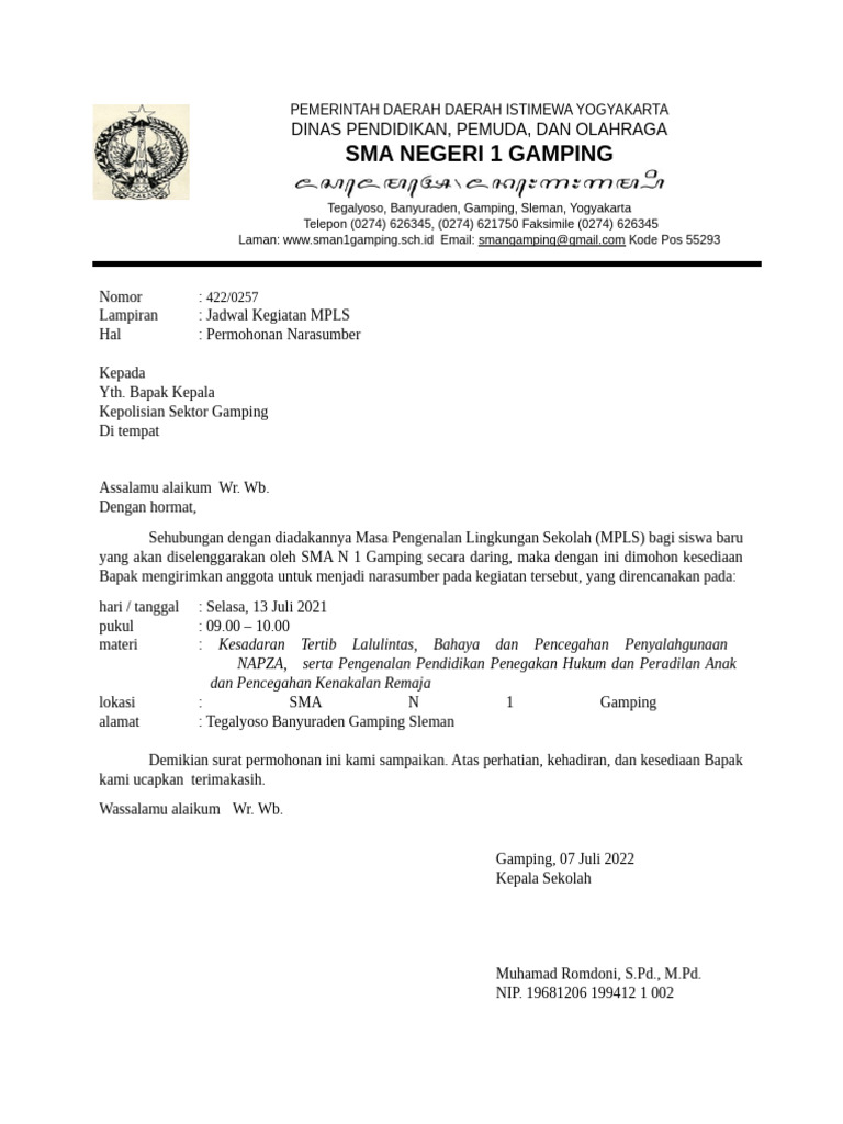 Permohonan Nara Sumber | PDF