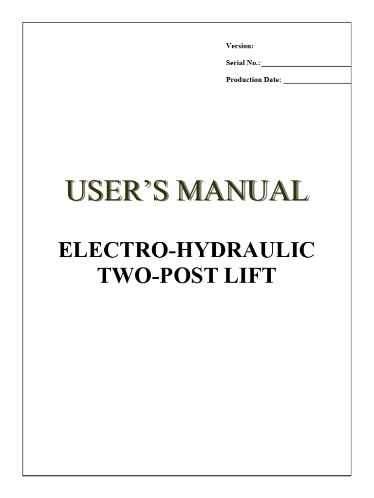 Operating Instruction Two Post Lifter | PDF