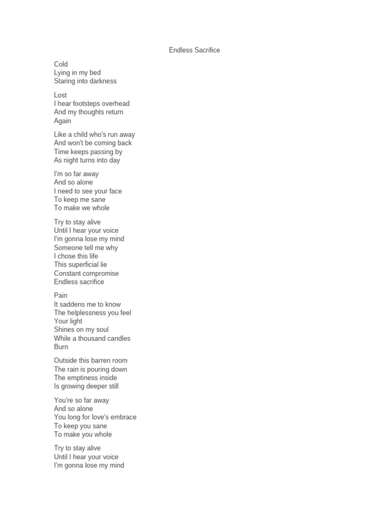 Endless Sacrifice: A Poetic Reflection | PDF | Poetry