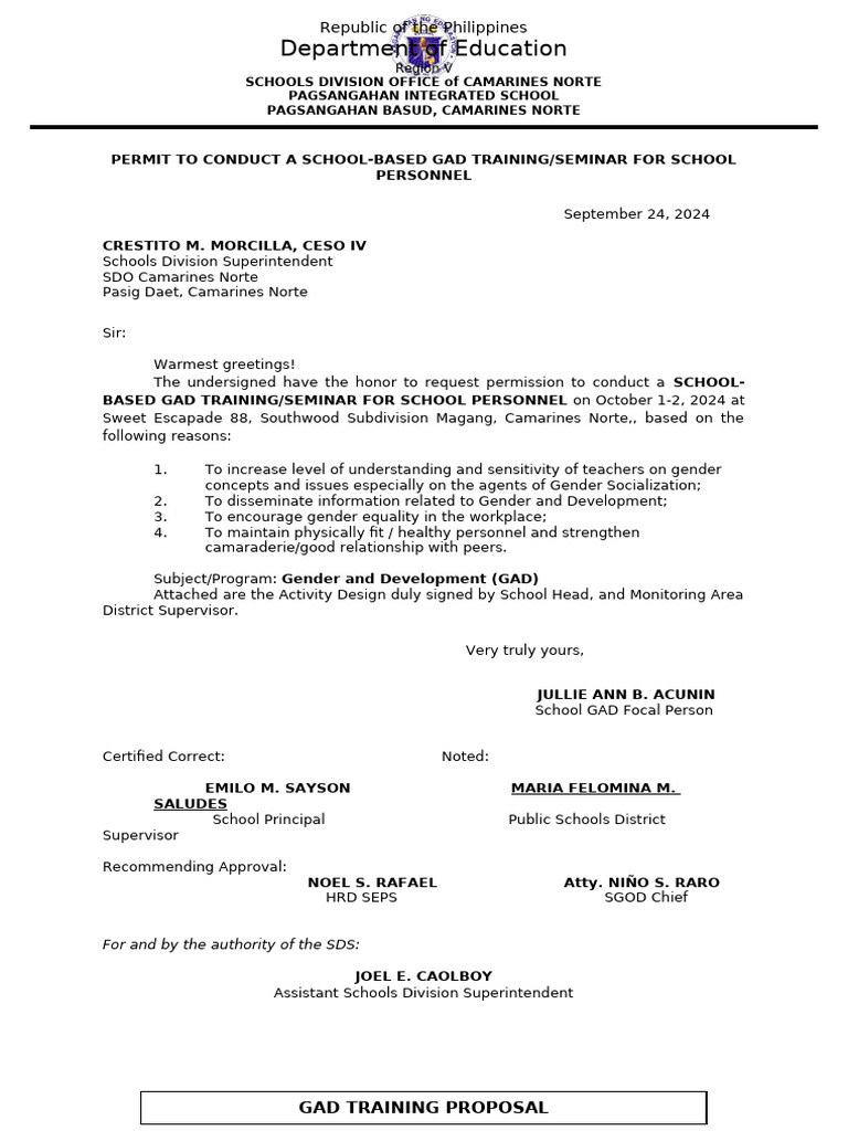 GAD 2024 PIS Training Proposal | PDF