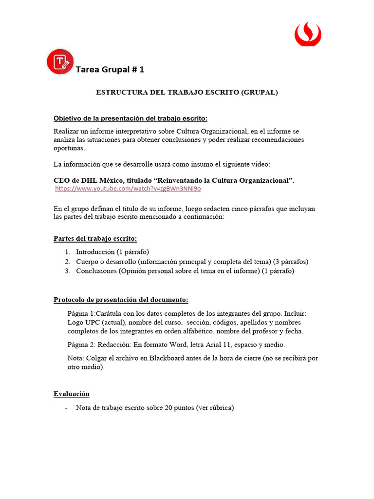 TB1 2024-1 Estructura y Rubrica TB1 | PDF