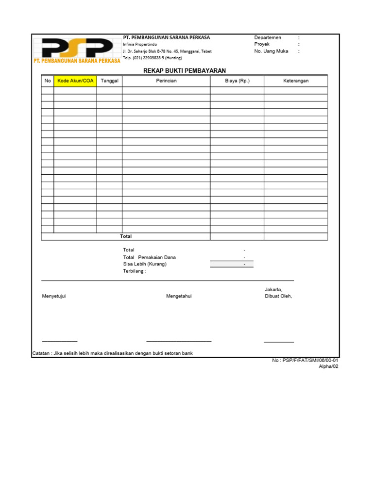 Form Realisasi Atau Reimburs - Revisi | PDF