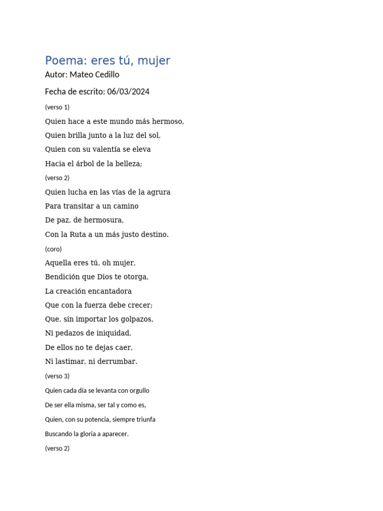 Poema - Eres Tú, Mujer | PDF | Religión y espiritualidad