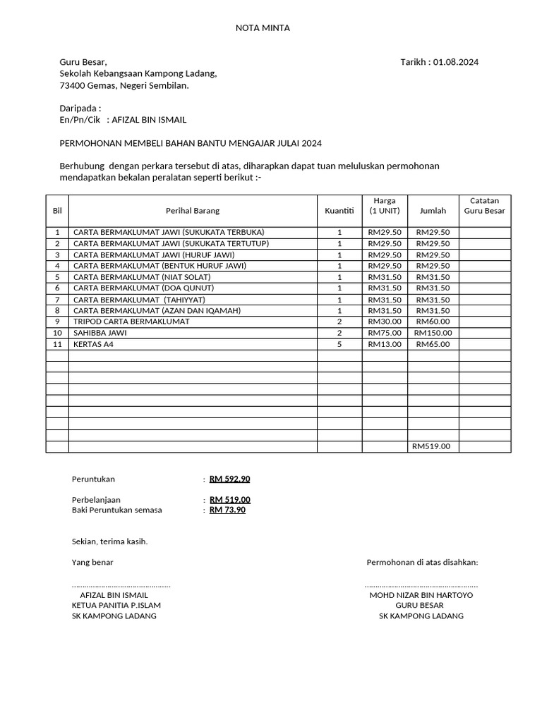 NOTA MINTA PCG 2024 | PDF
