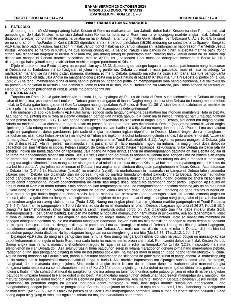 Bahan Sermon Rom 12 1 8 | PDF | Philosophy | Foreign Language Studies