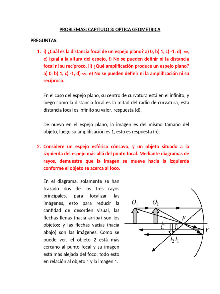 PROBLEMAS-Capitulo 3-Optica Geometrica | PDF