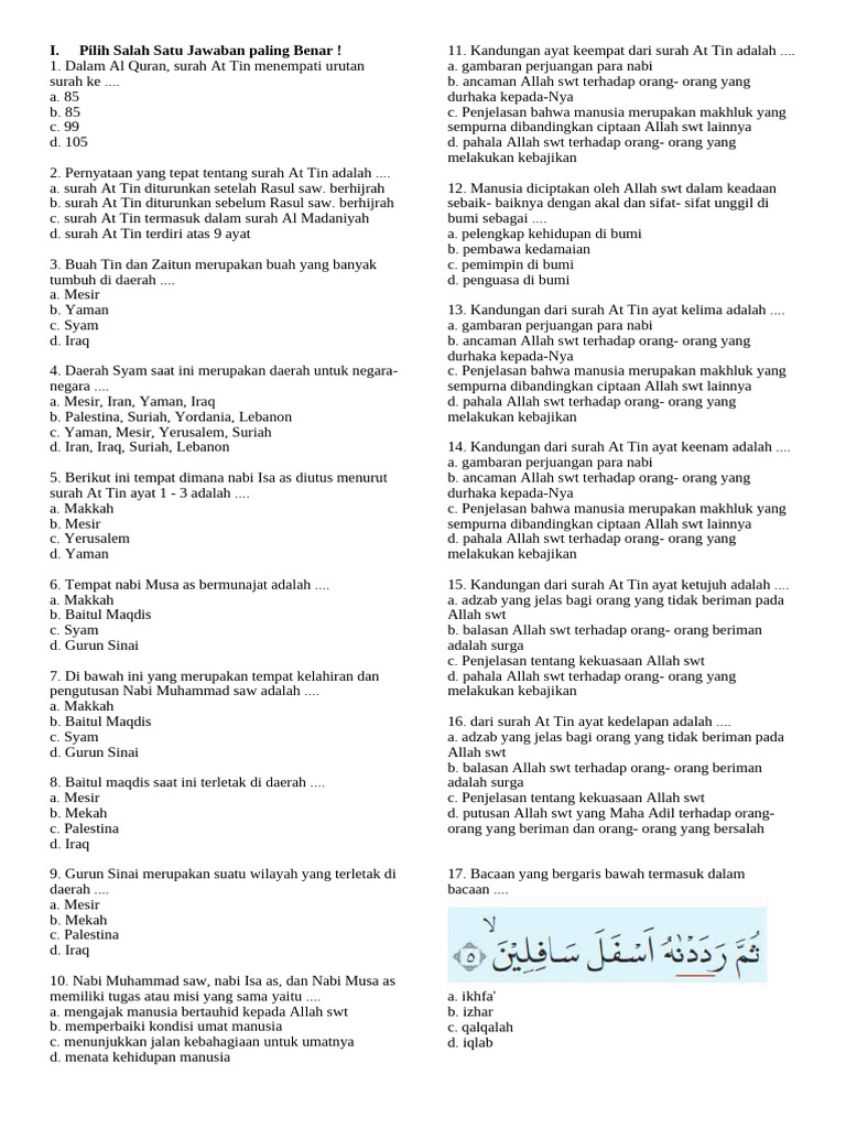 SIMULASI STS PAI-KELAS 4 | PDF