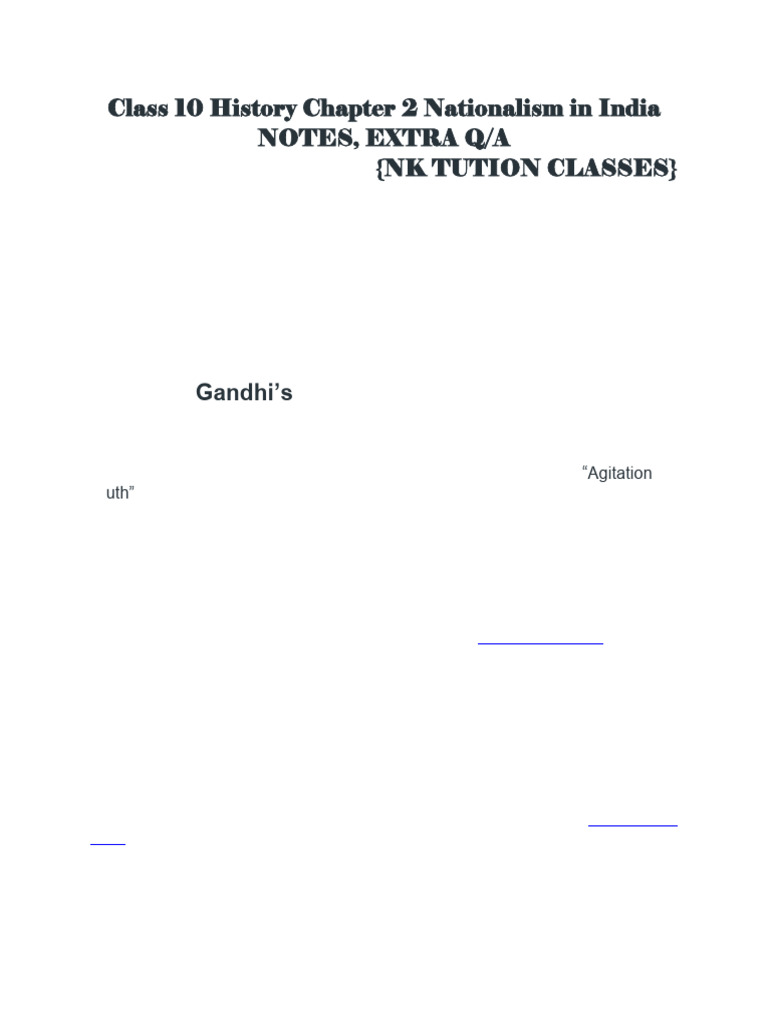 History Chapter 2 Notes | PDF | Mahatma Gandhi | Politics