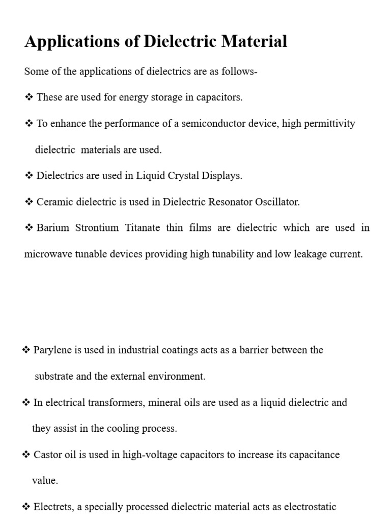 Applications of Dielectric materials | PDF