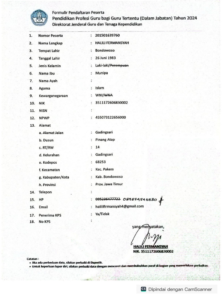 Biodata Ppg Halili 1 Pdf