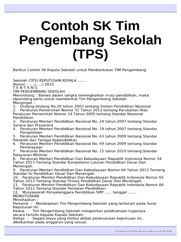 SK Tim Pengembang Sekolah | PDF | Bisnis