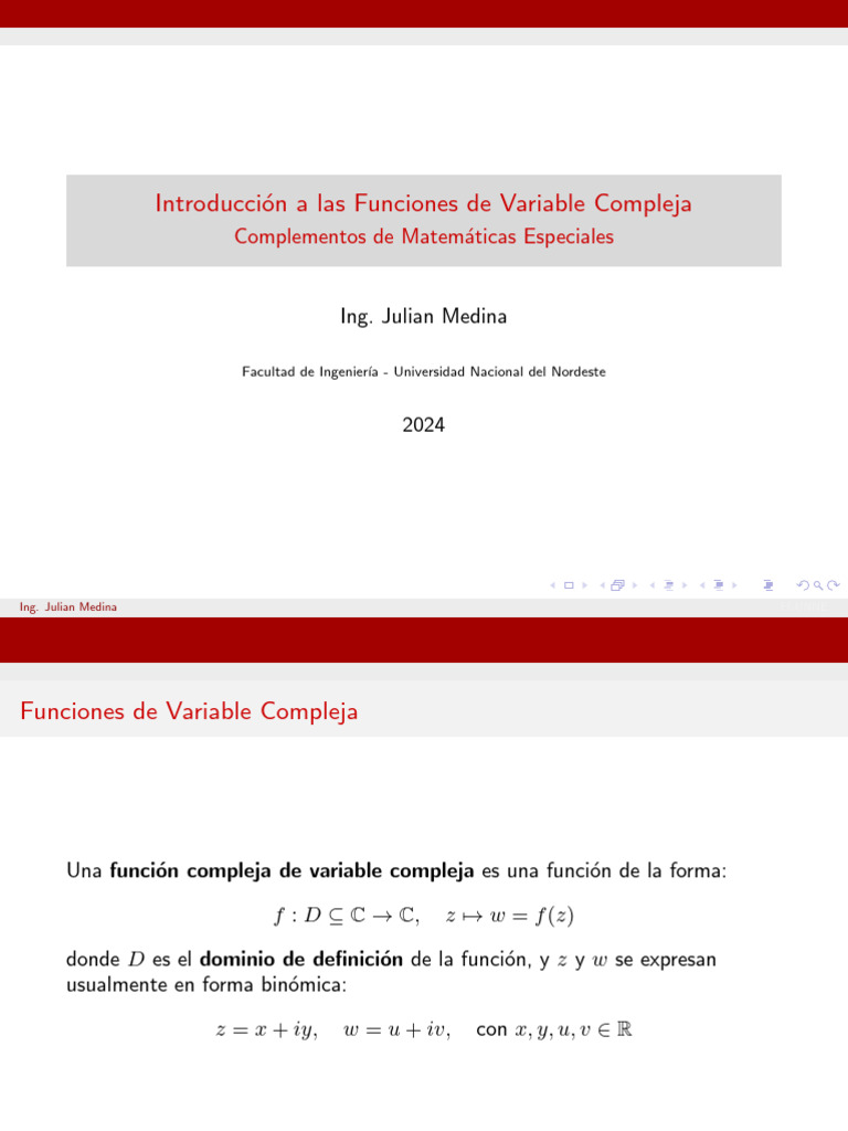 Presentacion Funciones de Variable Compleja | PDF