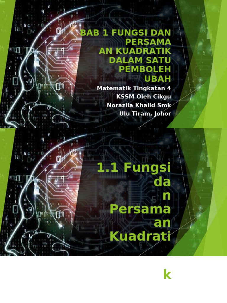 MAT_T4_KSSM_Bab_1_Fungsi_dan_Persamaan_Kuadratik_dalam_Satu_Pemboleh | PDF