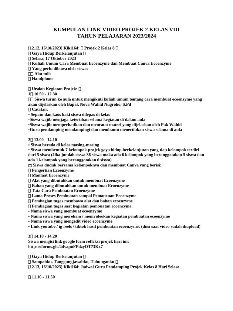 Kegiatan Projek2 Kelas8 2 | PDF