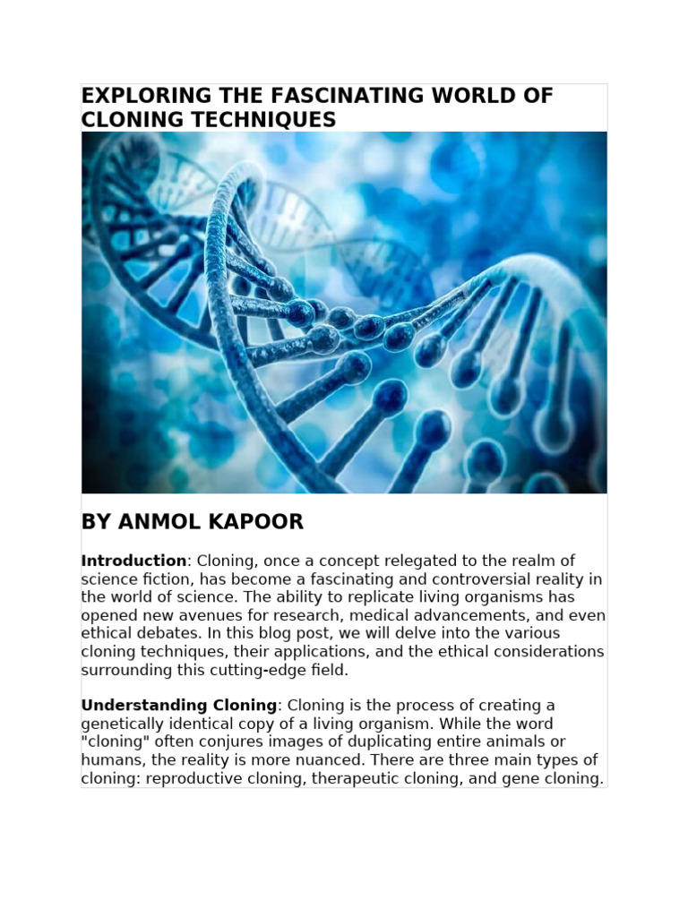 Exploring The Fascinating World of Cloning Techniques | PDF