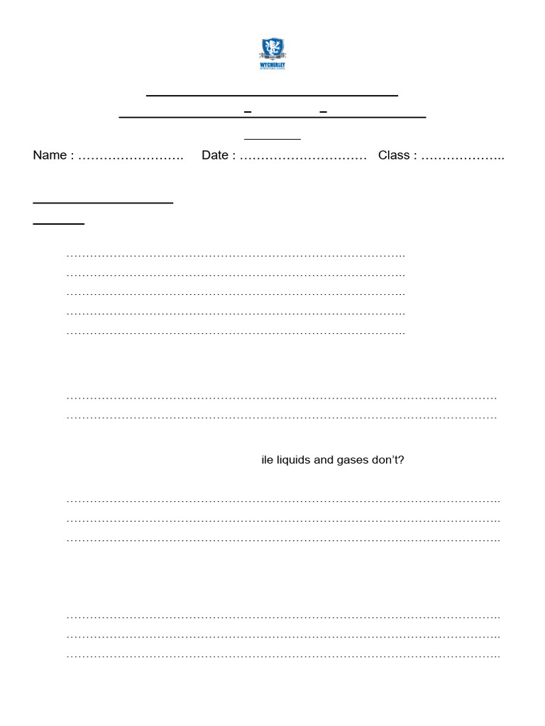 Grade 5 - Science - Holiday Classes - Lessons 3 & 4 Worksheets | PDF