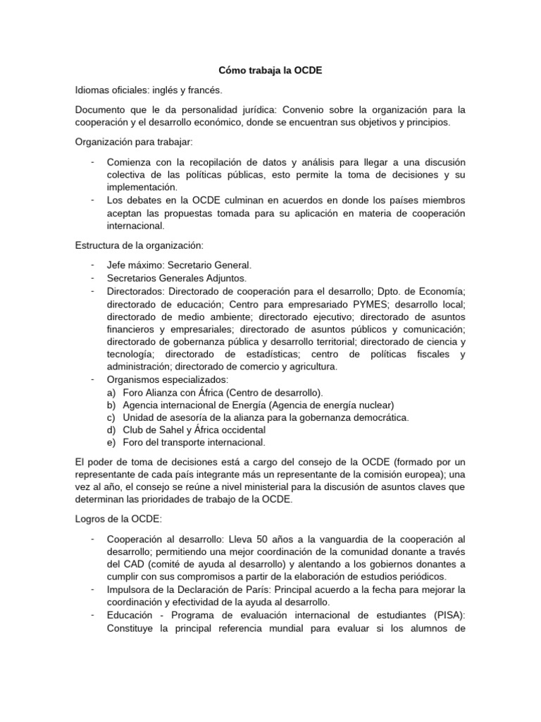 Cómo Trabaja La OCDE | PDF