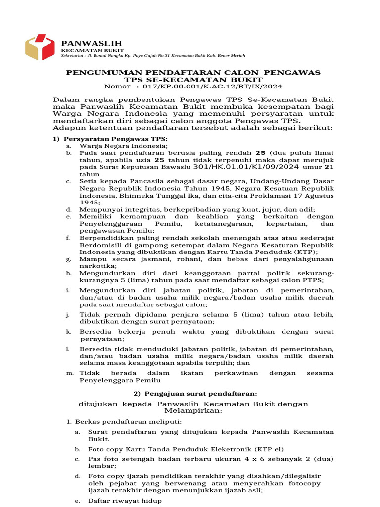 Pengumuman PTPS Final | PDF