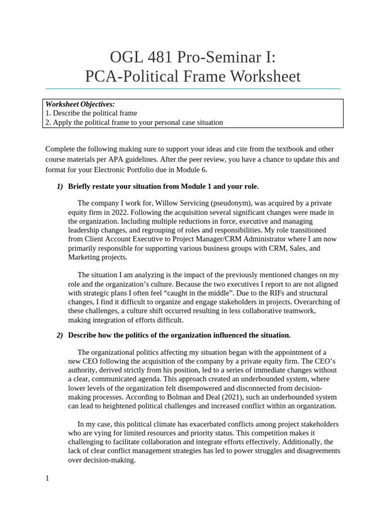 4 Political Frame Worksheet - 0914 | PDF | Business | Social Psychology