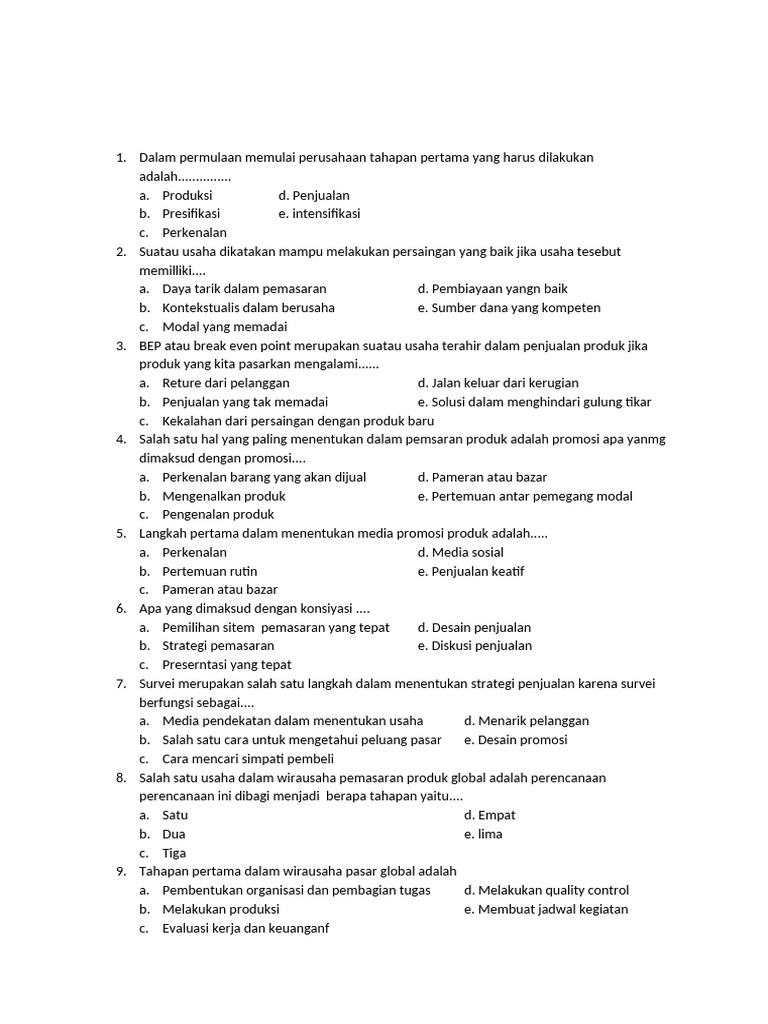 soal ujian pk dan kw | PDF