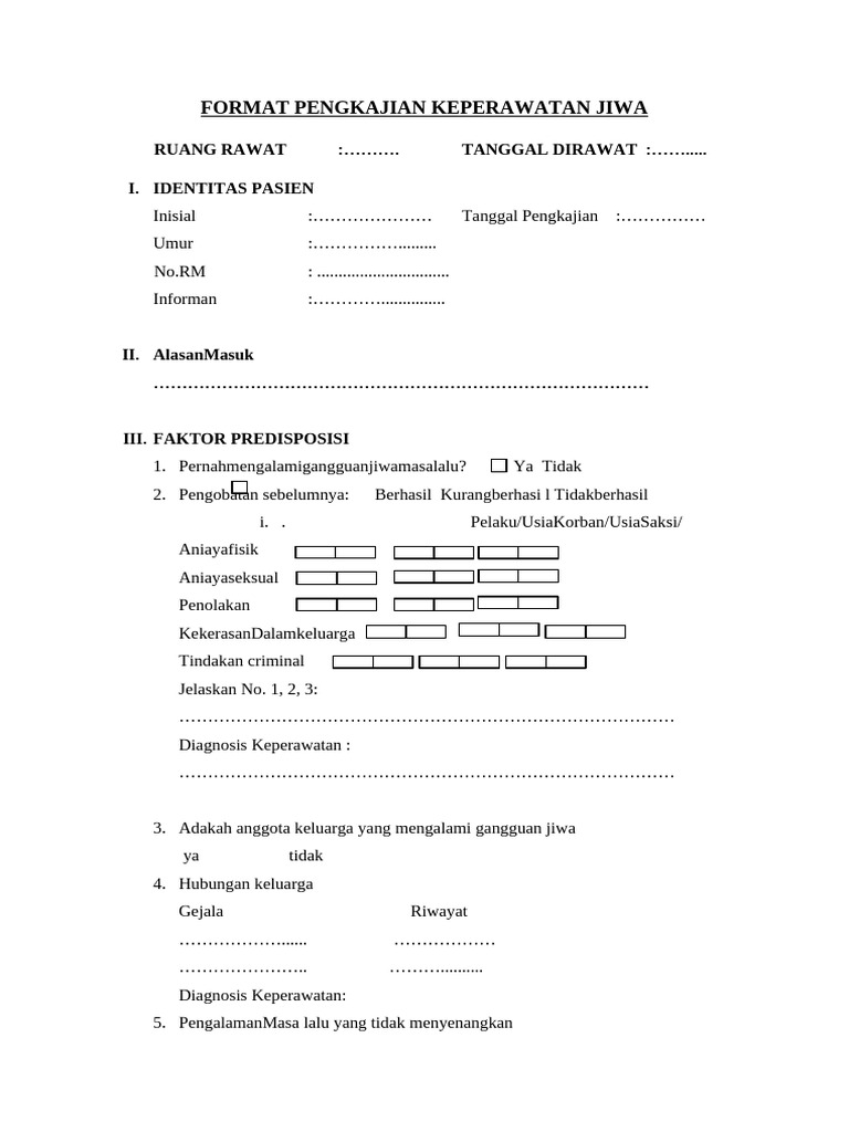 Format Pengkajian Keperawatan Jiwa | PDF