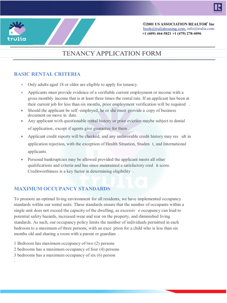 Tenancy Rental Application Form-1 | PDF