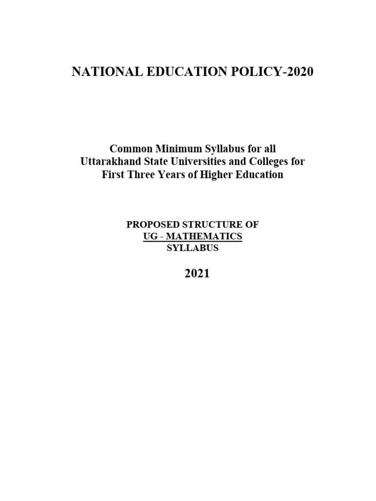 Maths Syllabus Nep 2020 1 | PDF