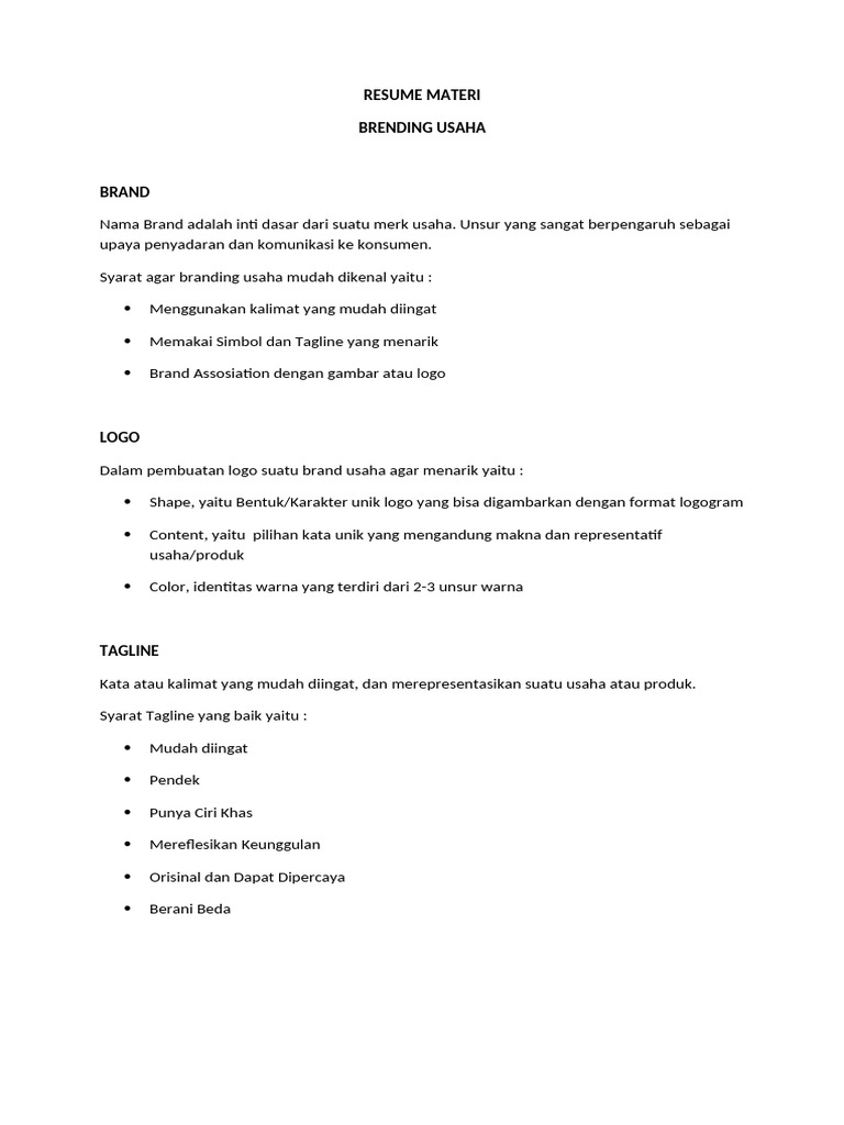 Resume Materi Branding Usaha | PDF