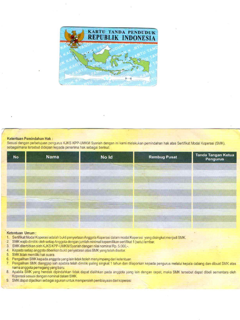 KTP DAN SERIFIKAT KOPERASI ( BLKG ) | PDF