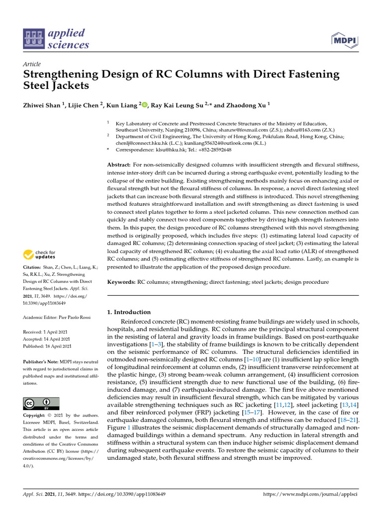 Strengthening Design of RC Columns With Direct Fastening Steel ...