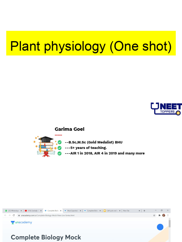Plant Physiology (One Shot) Notes | PDF
