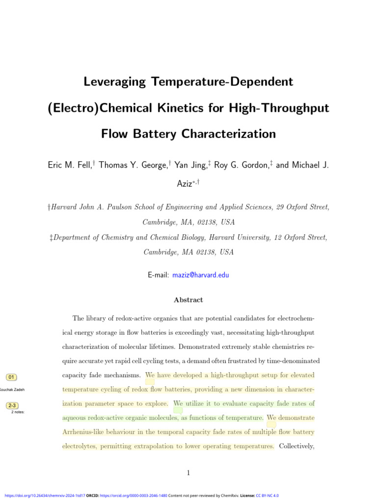 Leveraging Temperature-Dependent (Electro)Chemical Kinetics for High-Throughput Flow Battery ...