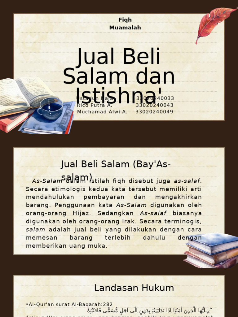 Salam Dan Istishna' Kel. 2 | PDF