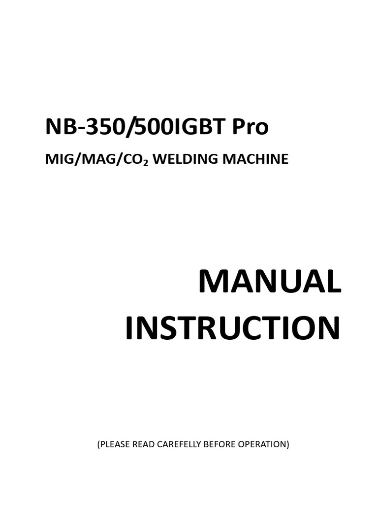 NB 350.500.630IGBT Pro MIG Welding Machine Manual | PDF
