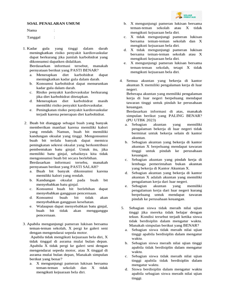 Soal Penalaran Umum | PDF
