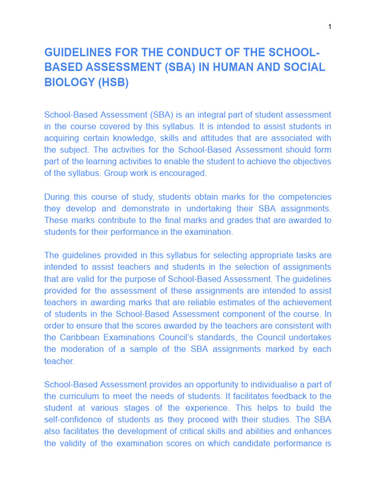 Sba Guidelines HSB | PDF