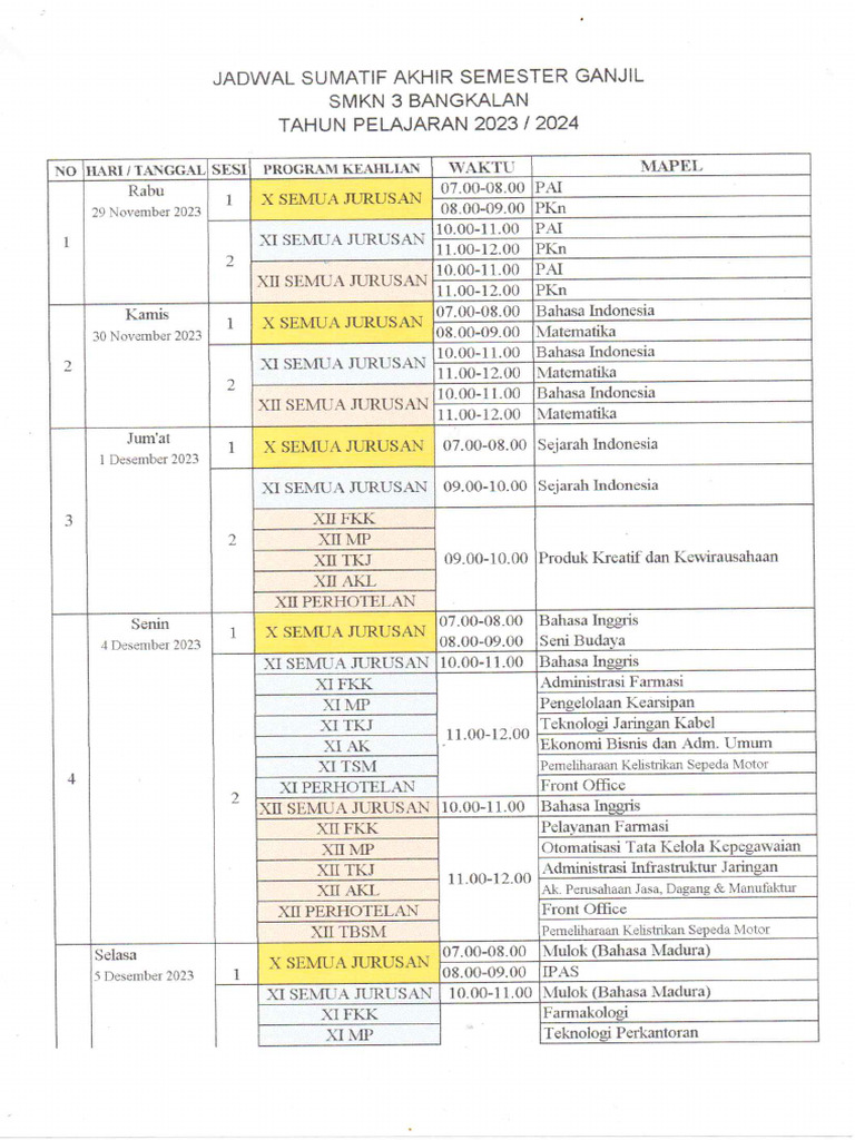 Jadwal Sas | PDF