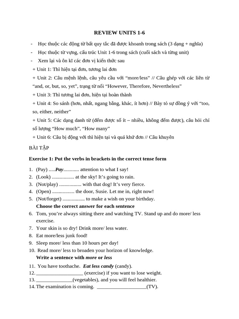 Review Units 1-6 | PDF