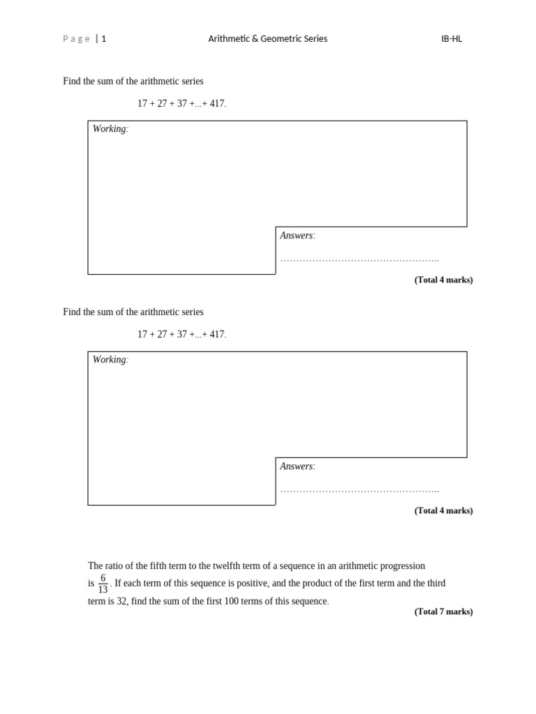 Exam Questions Maths HL - AP GP | PDF