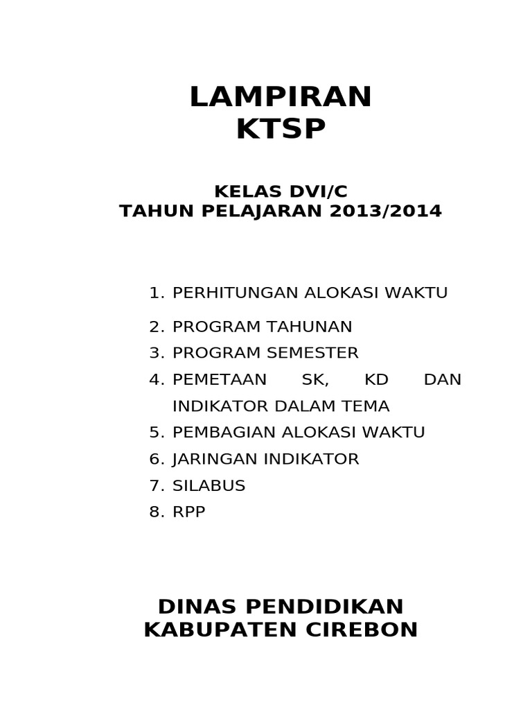 Cover Lampiran KTSP 2012 | PDF