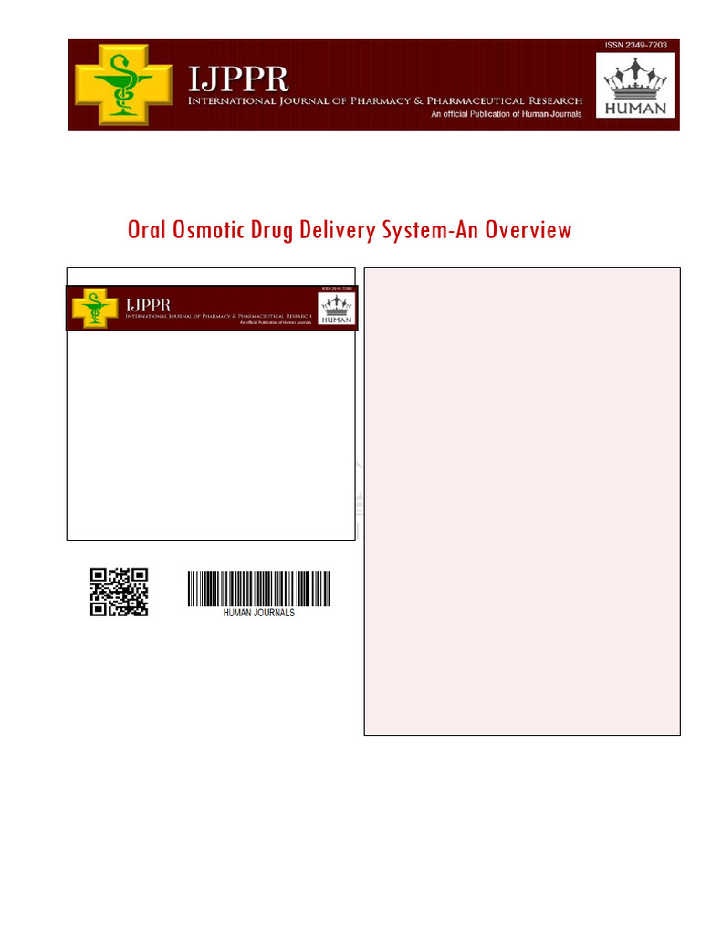 Overview of Oral Osmotic Drug Delivery | PDF | Osmosis | Tablet (Pharmacy)
