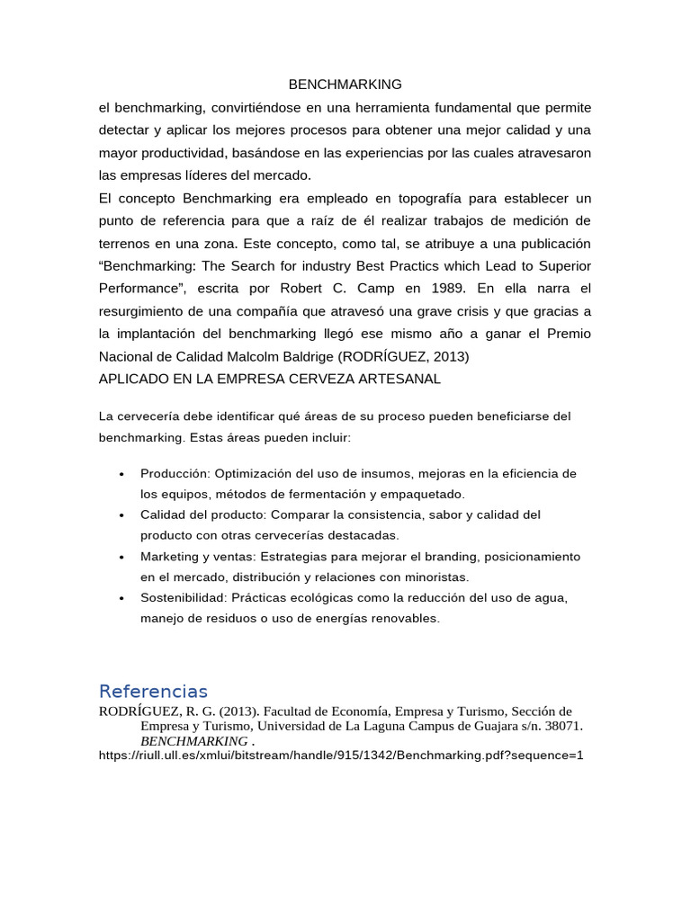 BENCHMARKING - Docx PAMELA HUAMAN AGUILAR | PDF